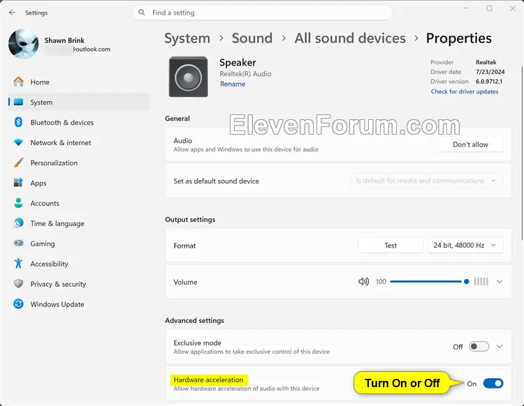 Enable or Disable Audio Hardware Acceleration in Windows 11 | Windows ...