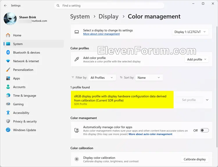Add (restore) Display Color Profile in Windows 11 | Windows 11 Forum