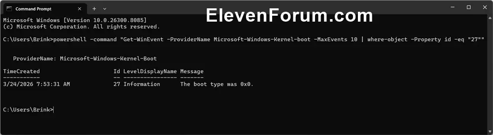 Check if Last Boot was from Fast Startup, Hibernate, Restart or ...