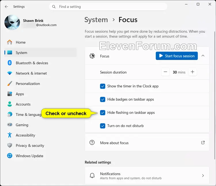 Enable or Disable Hide Flashing on Taskbar Apps when Start Focus ...