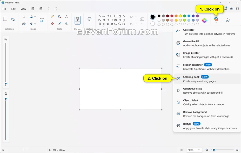 Generate Coloring Book Pages in Paint app in Windows 11 | Windows 11 Forum