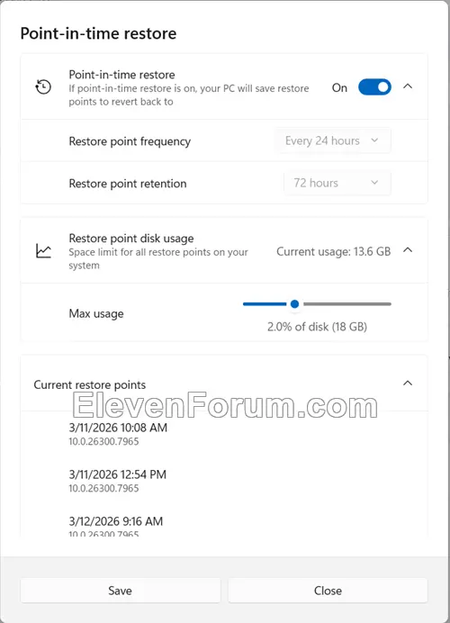 Change Restore Point Frequency for Point-in-time Restore in Windows 11 ...