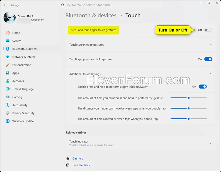 Enable or Disable Three and Four Finger Touch Gestures in Windows 11 ...