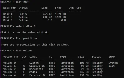 Can I safely run DISKPART clean in this situation? | Windows 11 Forum