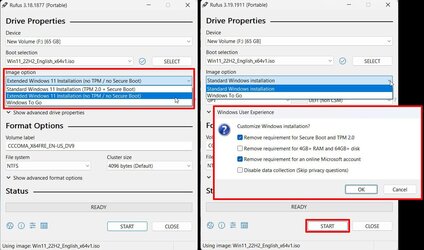 No Extended option on Rufus for W11 installation without TPM? | Windows ...