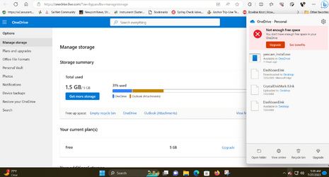Why does one drive say I dont have enough space when I only have 1.5gb ...