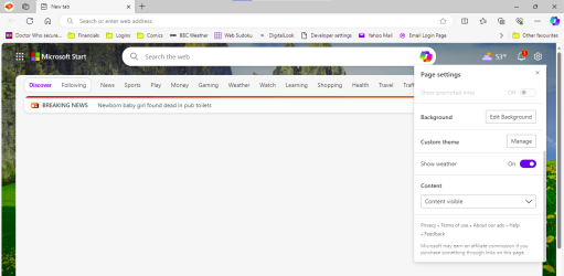 EDGE started showing microsoft start for every new tab with a huge page ...