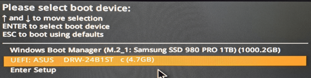 ASUS motherboard only boots to hard drive, not DVD's | Windows 11 Forum
